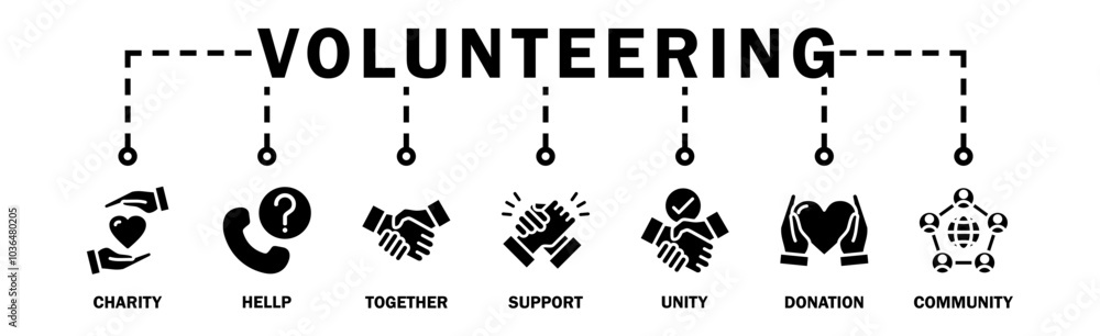 Volunteering banner web icon vector illustration concept for volunteer ...