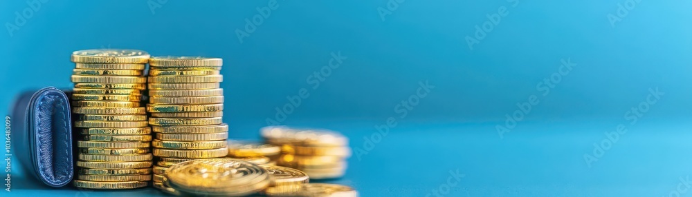 Shiny gold coins in a wallet flat design front view personal finance ...