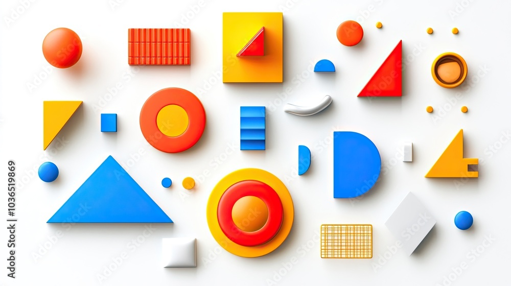 Geometric Shapes in Bold Colors on Clean White Background for Modern ...