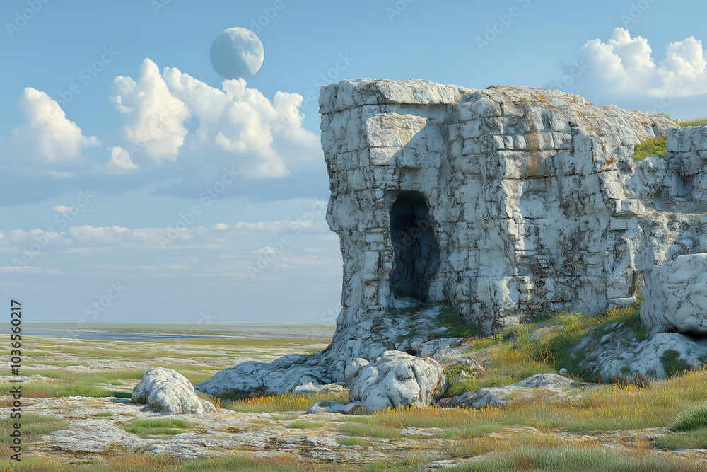 Alien Planet Landscape Featuring Unusual Rock Formations, Vibrant ...