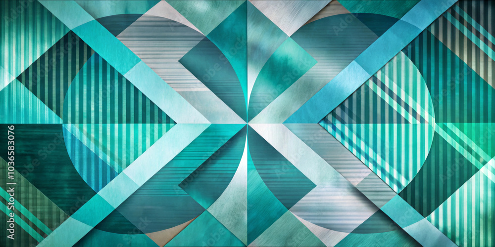 A geometric design features intersecting circles and triangles with a ...