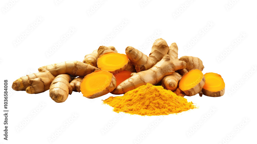 Fresh raw organic turmeric on white isolated on clear png background ...