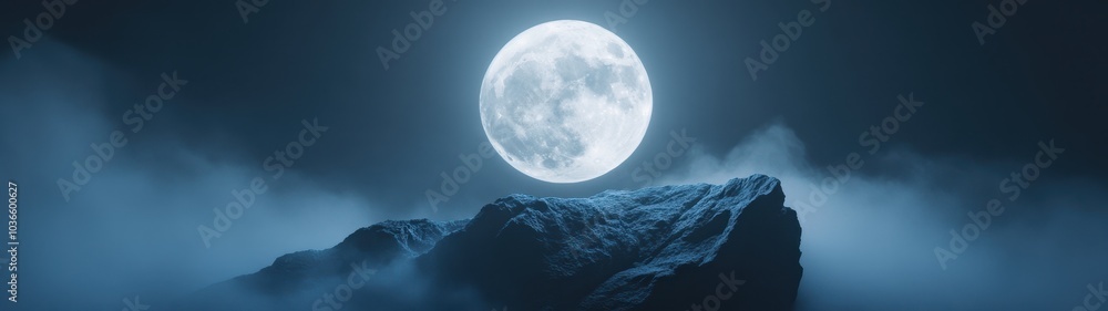 Large full moon illuminating a spooky Halloween scene, casting eerie ...