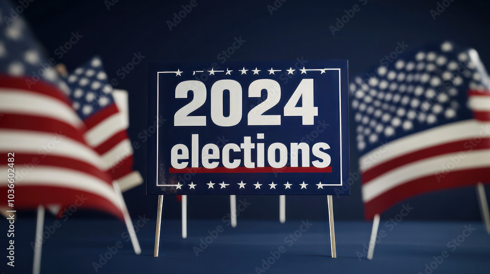 A poster with the words "2024 elections" in the center, with an ...
