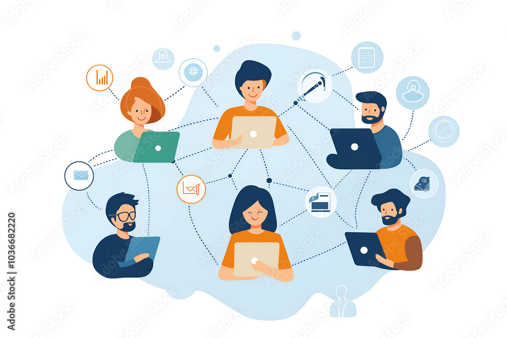 People shown in different locations virtually connecting through ...