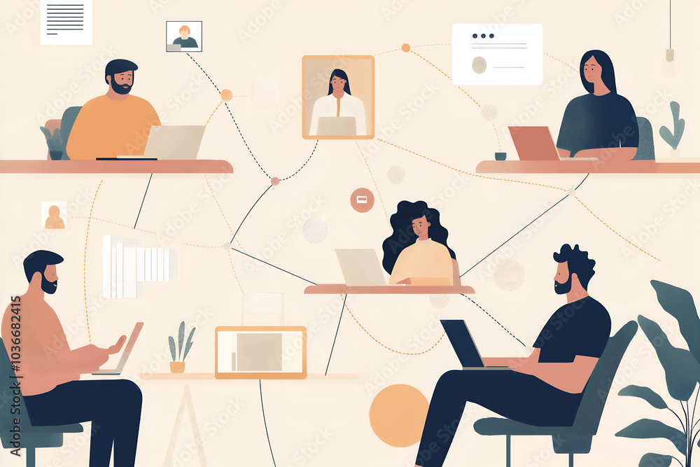 People shown in different locations virtually connecting through ...