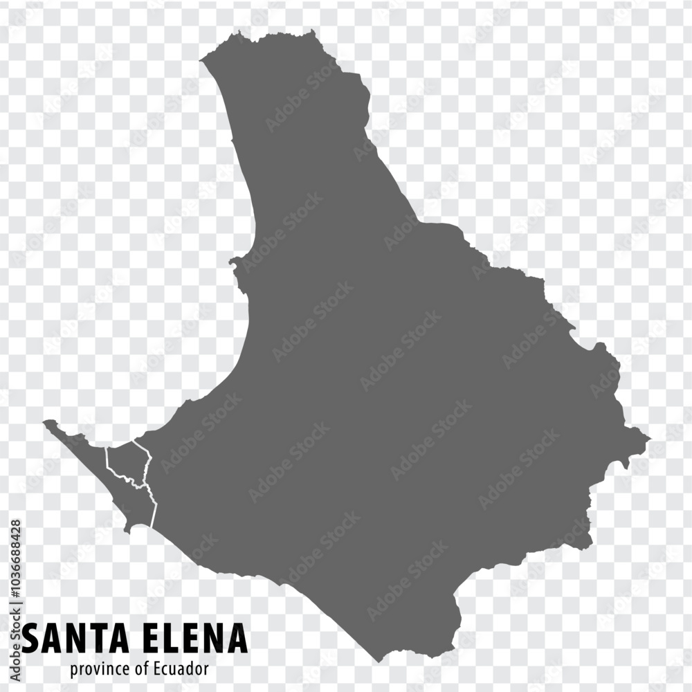 Blank map Santa Elena Province of Ecuador. High quality map Santa Elena ...