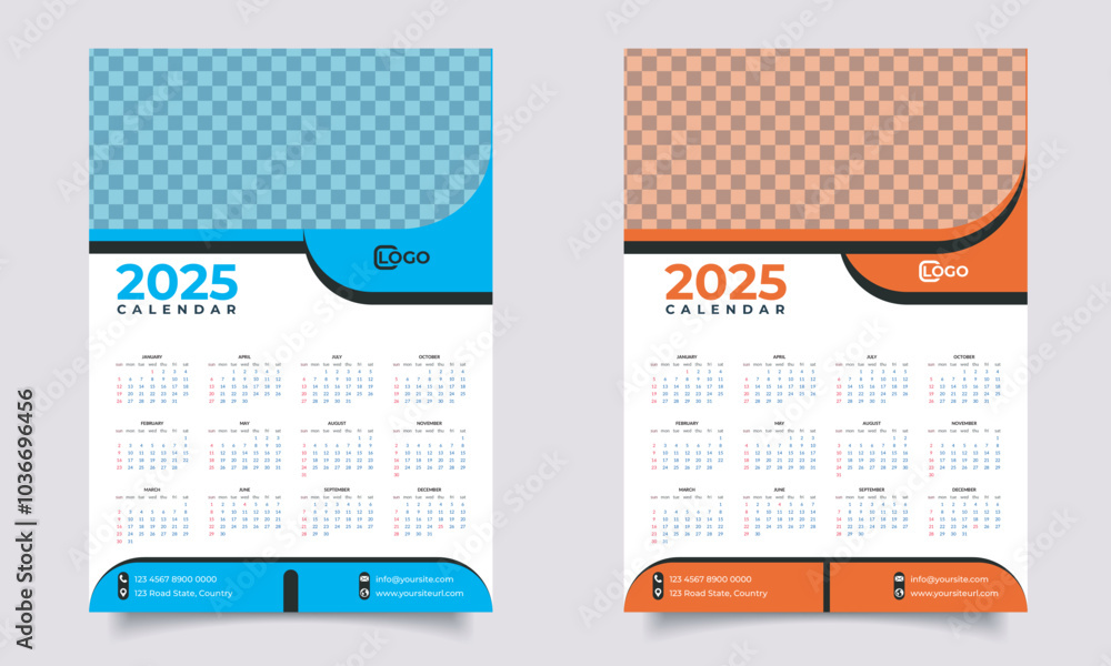 Wall calendar design 2025. Calendar 2025 year design Stock Vector ...