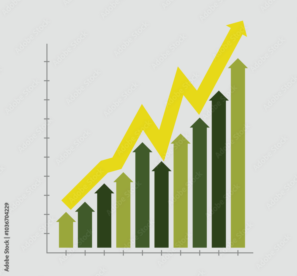 Business graph arrow chart growth diagram finance market or progress up ...