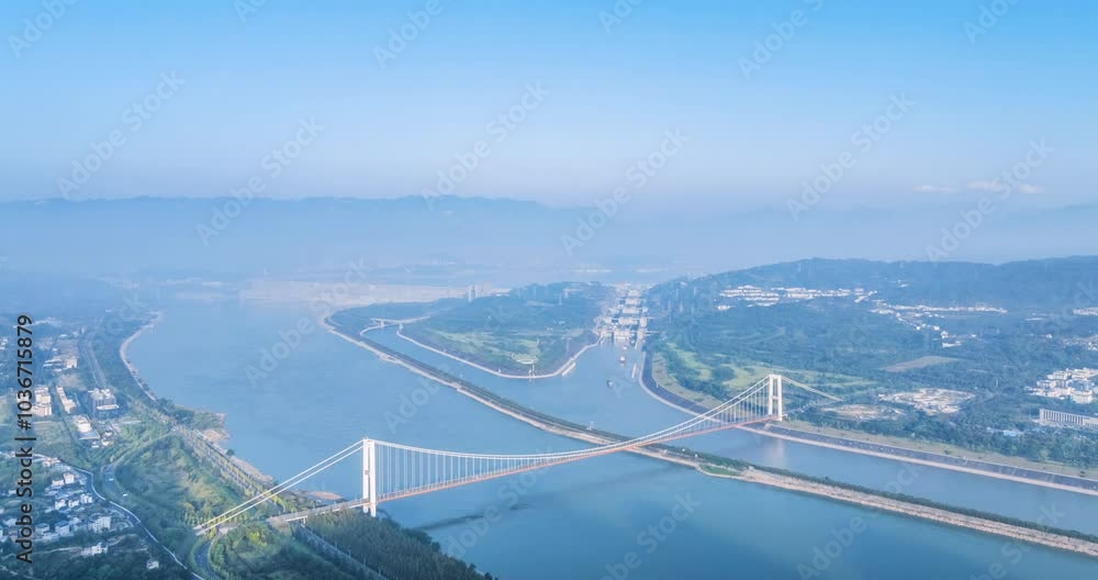 aerial time lapse video of the three gorges water control project in ...