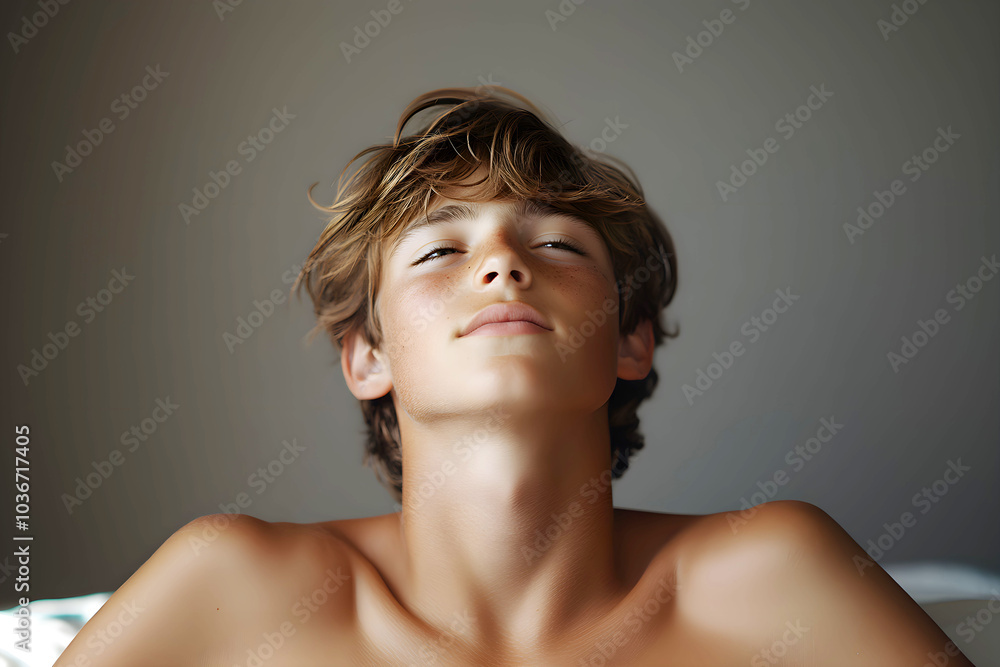 Colse-up Photo of a shirtless man lying on sofa. Handsome shirtless ...