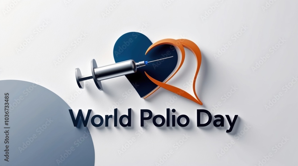 World Polio Day logo with a minimalist vaccine syringe and heart symbol ...