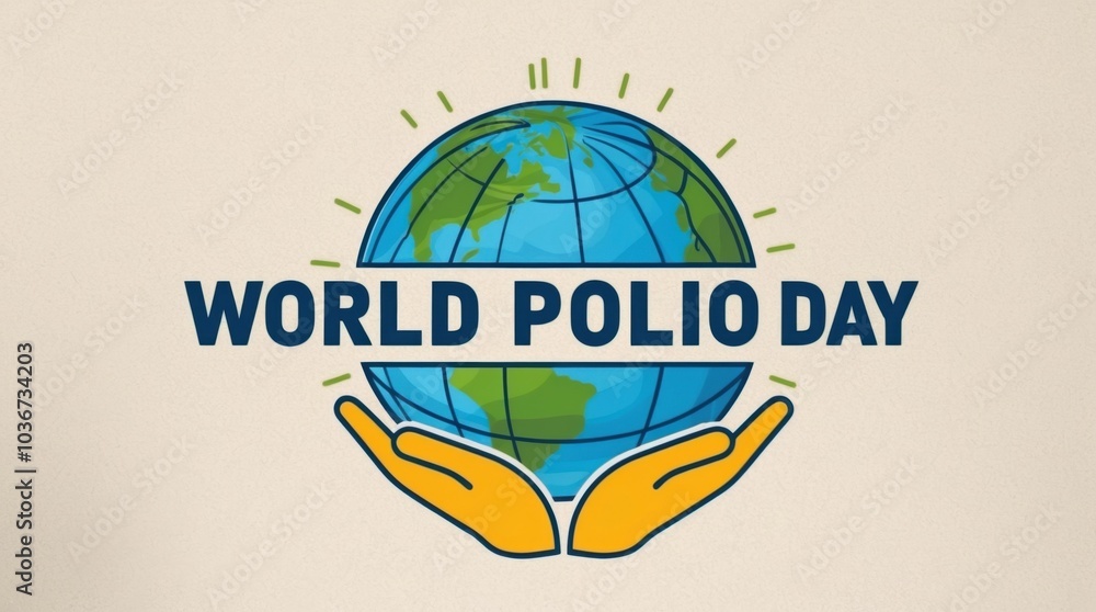 World Polio Day logo as an illustrated globe with hands symbolizing ...
