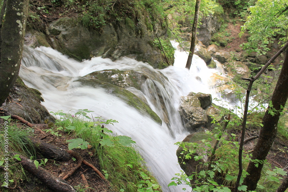 Myra Falls, famous waterfalls in Lower Austria. Myrabach (river) falls ...