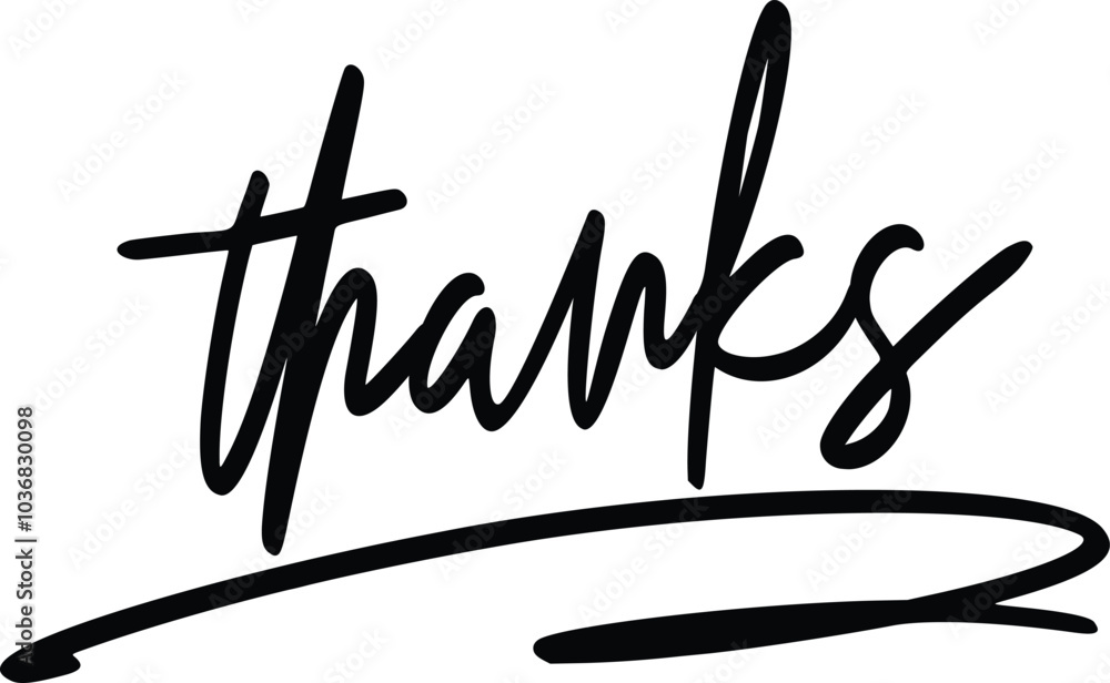 Black Thanks vector, Thank you text script, hand written calligraphy ...
