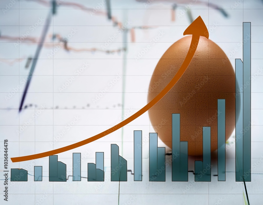 Egg price increase shown on chart with upward arrow and graph Stock ...