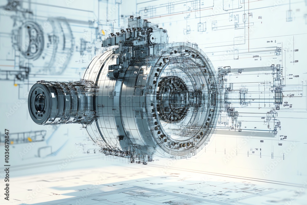 Detailed 3D modeling of an advanced industrial machine, showing the ...