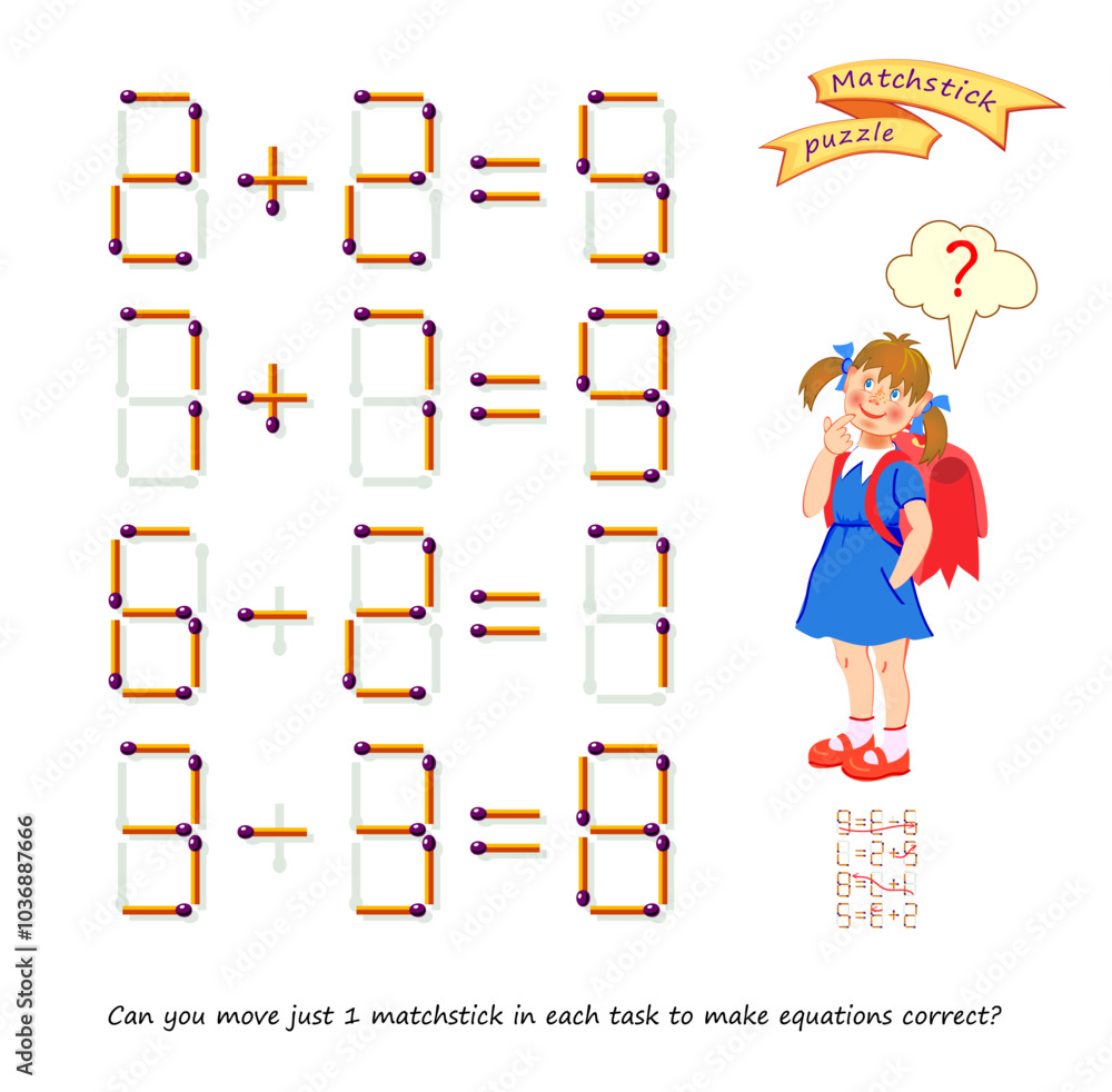Logic puzzle game with matches. Can you move just 1 matchstick in each ...