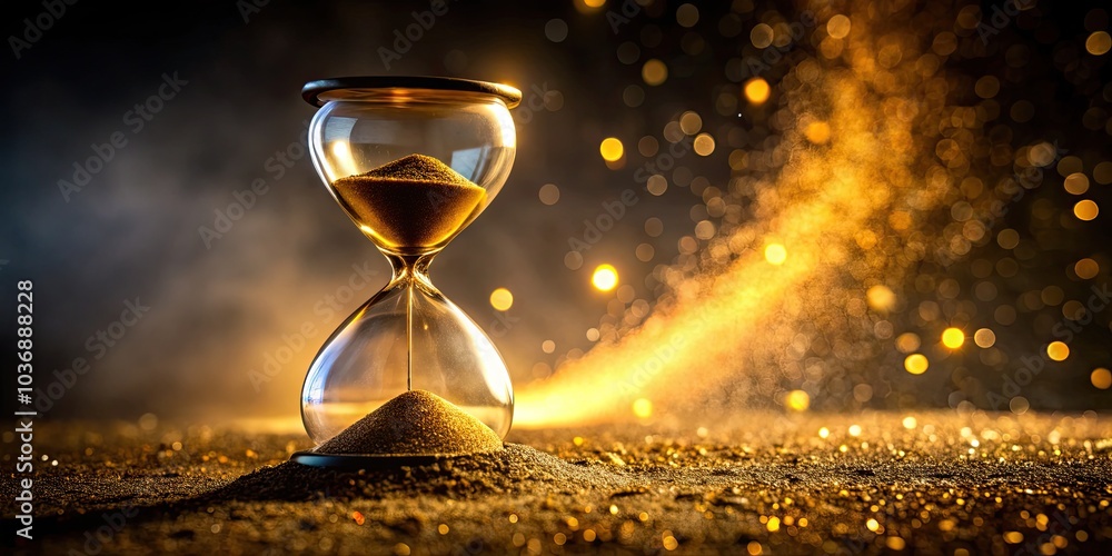 Hourglass Symbolizing Wealth Growth with Golden Sand in Low Light ...