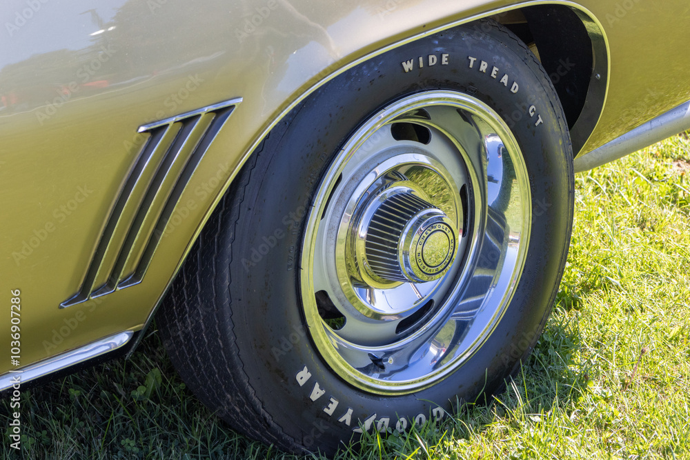 Chevrolet camaro z28 showing chrome wheel and goodyear wide tread gt ...