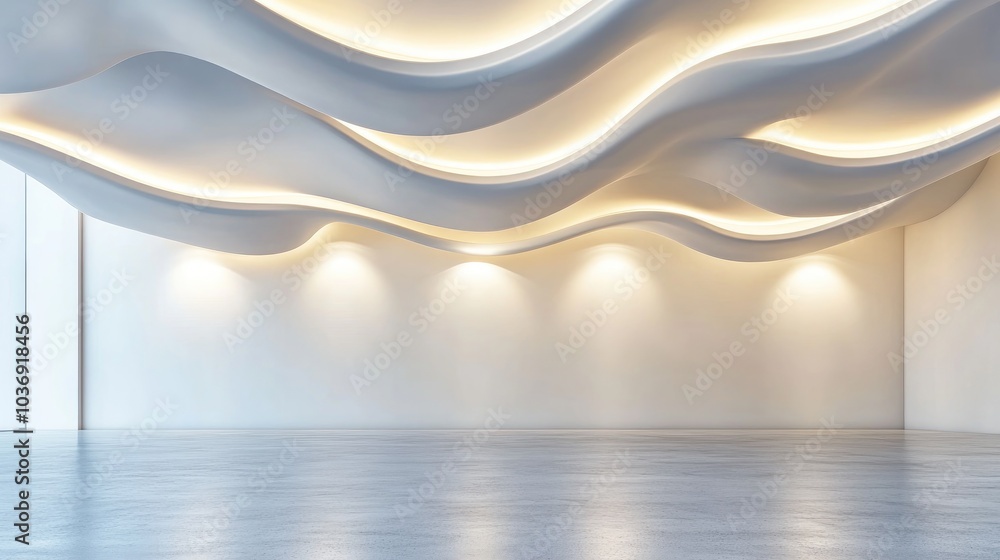 3D rendering of a suspended ceiling featuring LED spotlight lamps and ...