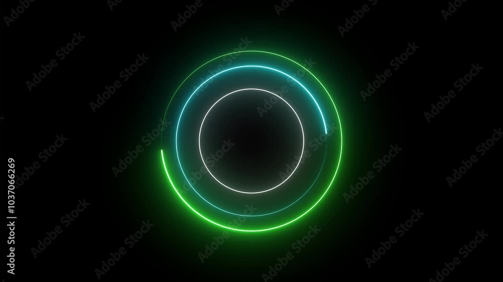 Neon circle frame Technology. Abstract seamless loop neon circle. Blue ...