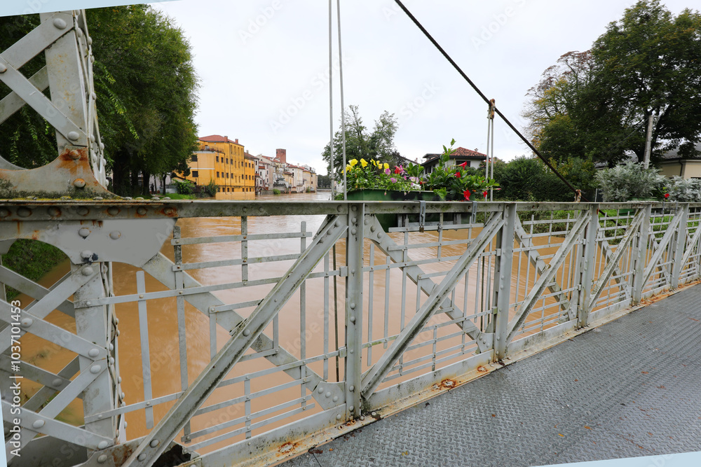iron bridge railing with flower boxes is used to decorate the bridge ...