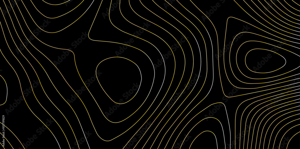 Abstract multicolor on black background with Topographic line map ...