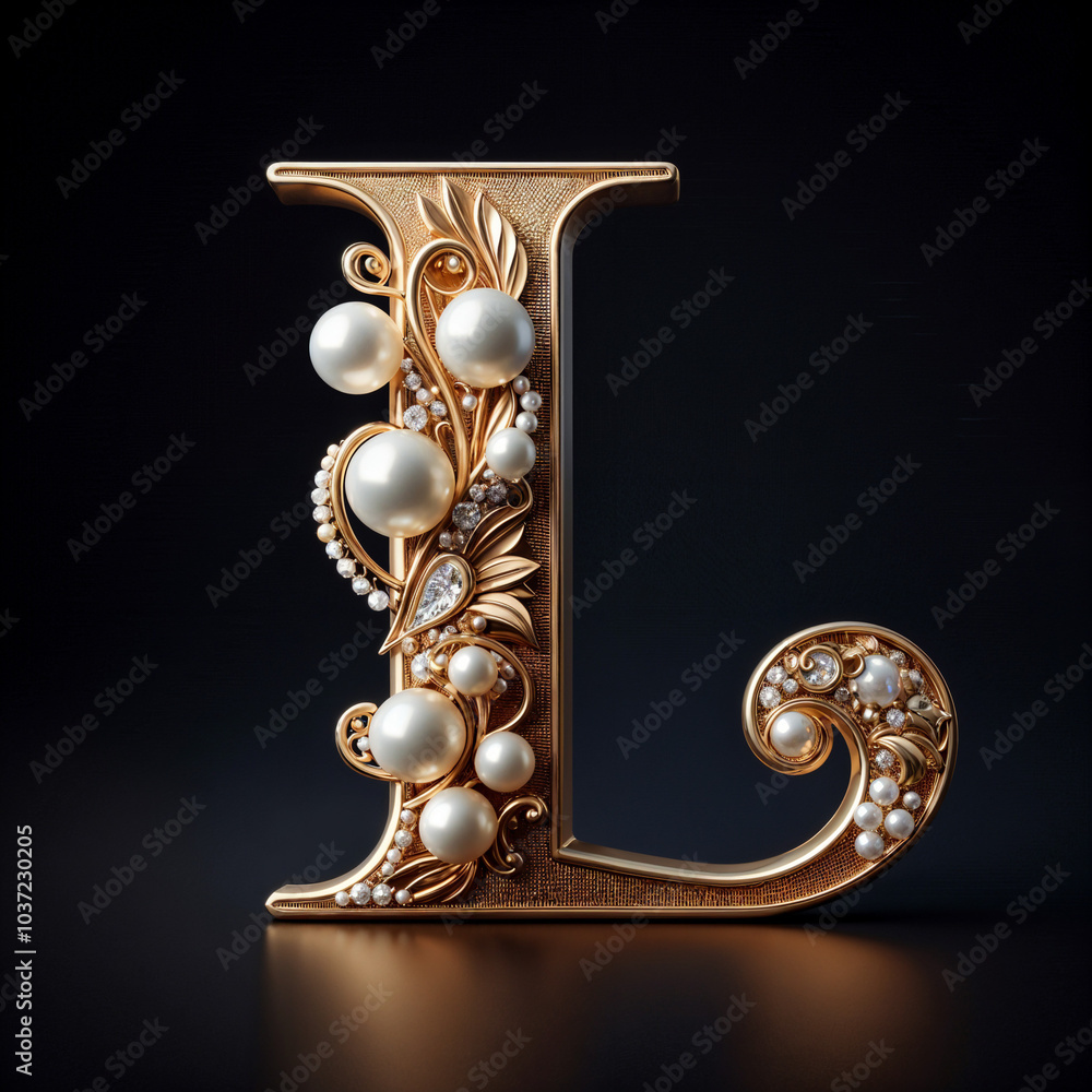 L. The letter of the Latin alphabet in the form of a luxurious openwork ...