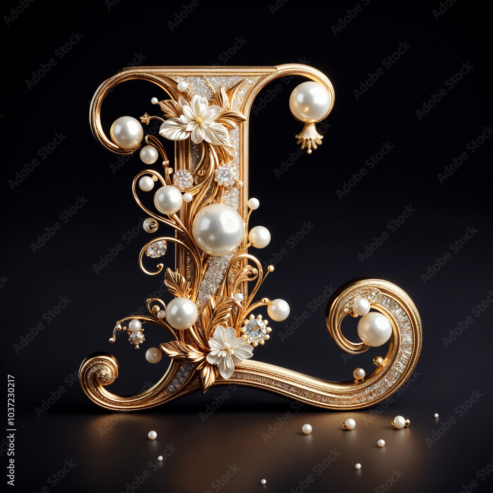 L. The letter of the Latin alphabet in the form of a luxurious openwork ...