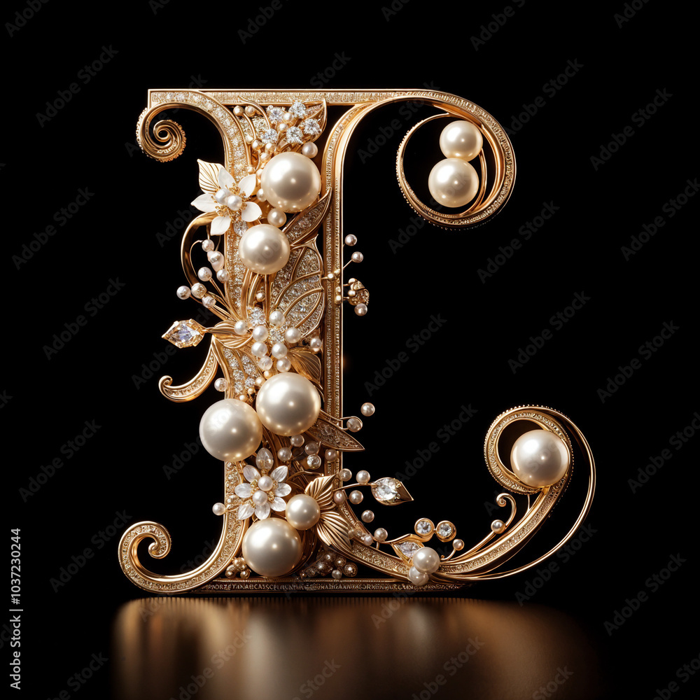 L. The letter of the Latin alphabet in the form of a luxurious openwork ...
