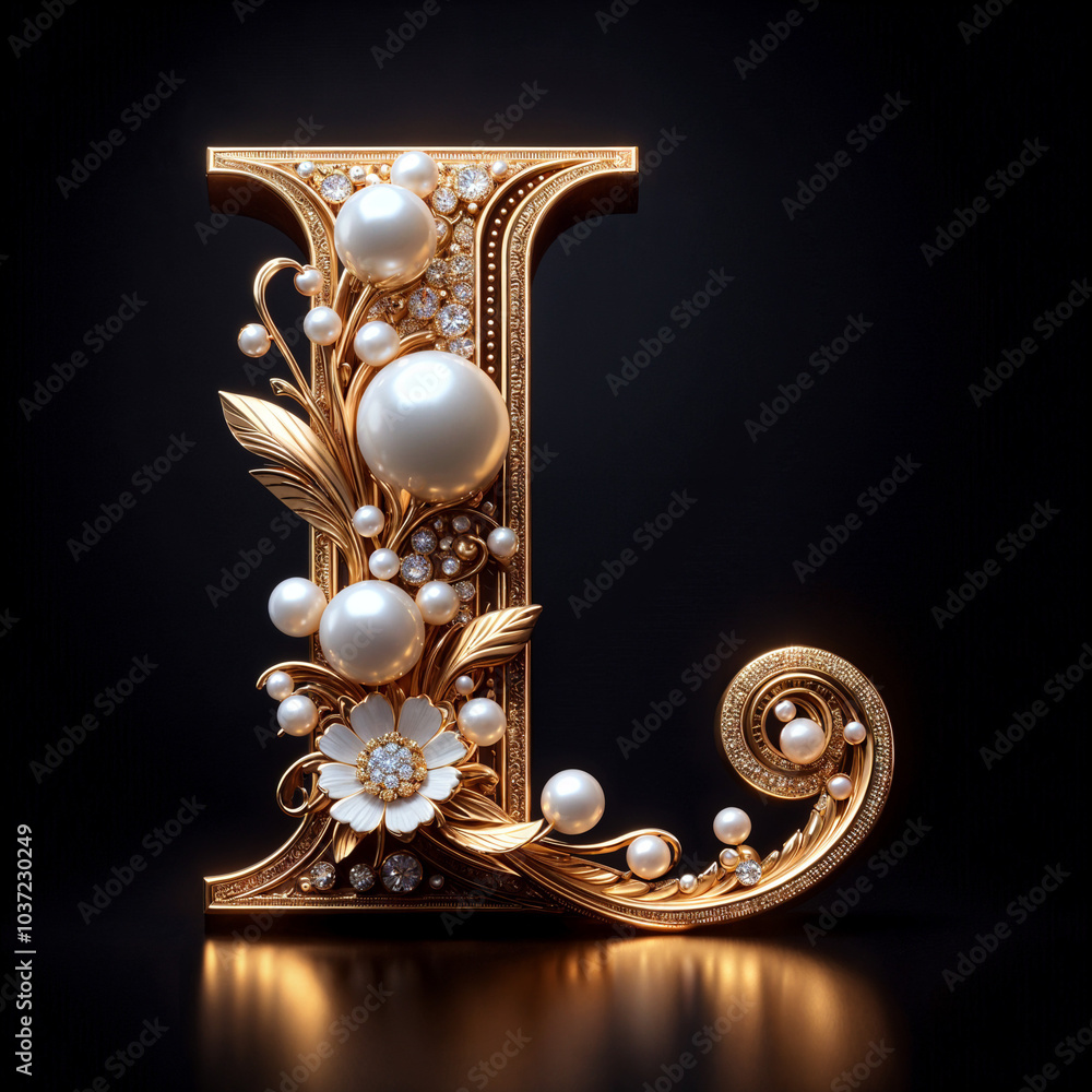 L. The letter of the Latin alphabet in the form of a luxurious openwork ...