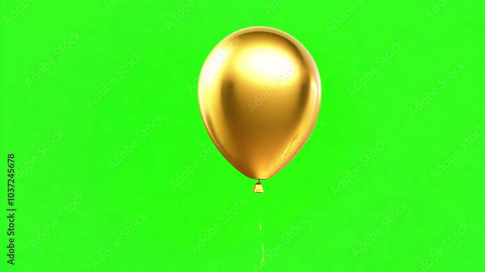 Golden color balloon frame on a green screen. Happy birthday balloon ...