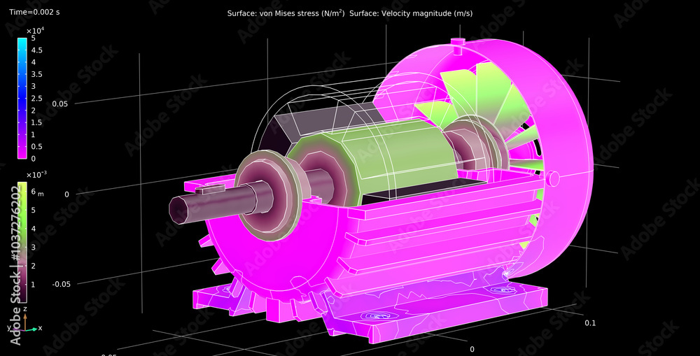 The graph magnitude of rotor rotation speed of motor. Computer 3d modeling and analysis using ...