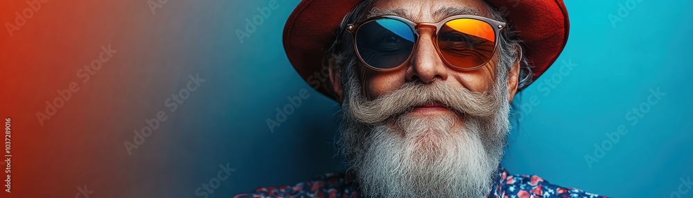 Uncle Sam lookalike in patriotic attire and sunglasses, smiling against ...