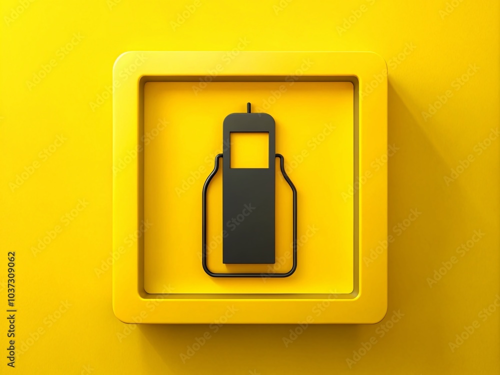 Minimalist Fuel Station Symbol in Yellow Rectangle for Gas Station ...