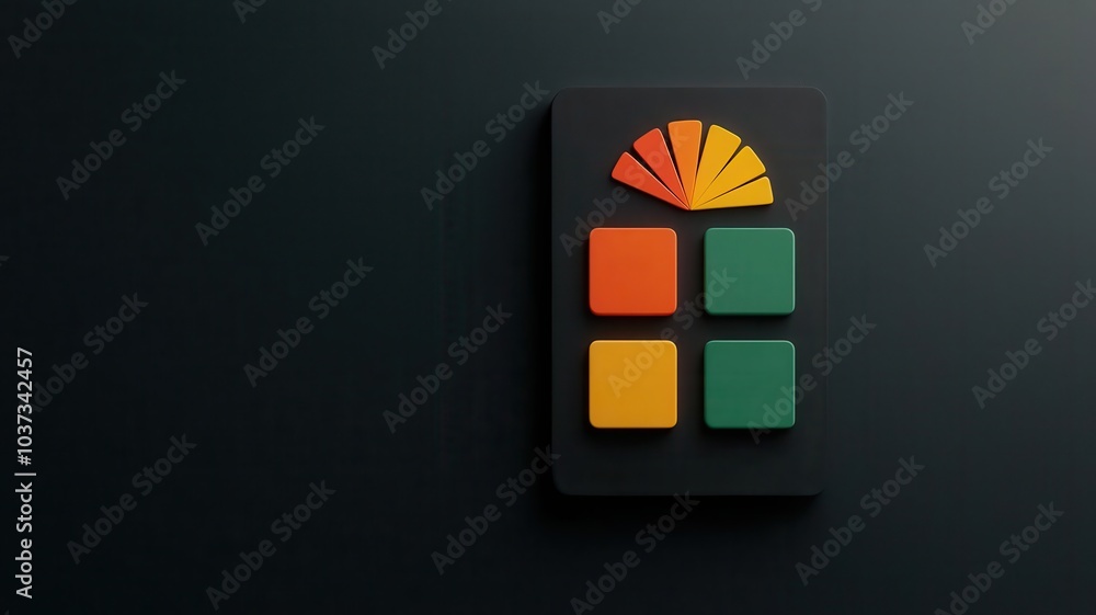 Conceptual financial dashboard with glowing segments for essential ...