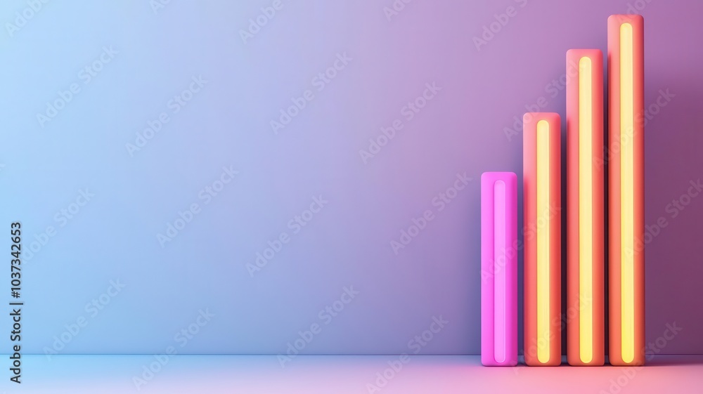 ภาพประกอบสต็อก Holographic savings tracker with glowing progress bars ...