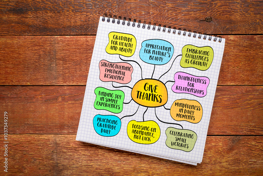 Poster Give thanks concept, gratitude as a powerful and transformative ...