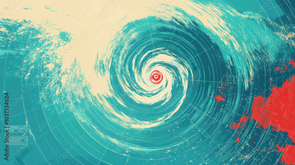 Tropical Storm Warning System: Vibrant Vector Illustration with Spiral ...