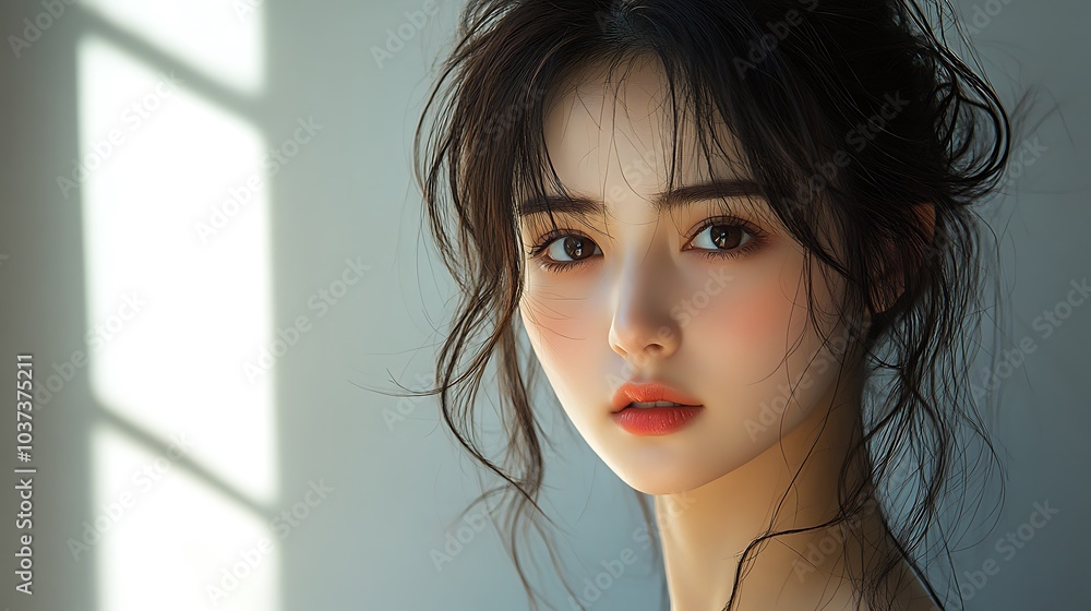 Photographer capturing portraits of a Chinese model in a bright and ...