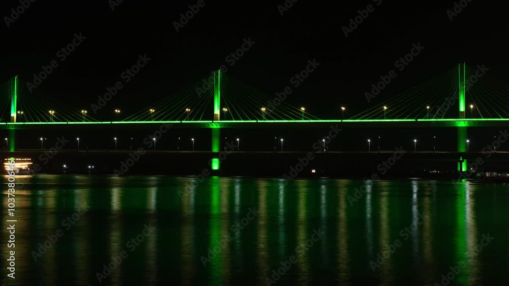 4K night timelapse hyperlapse footage of the lit up Atal Setu Bridge ...