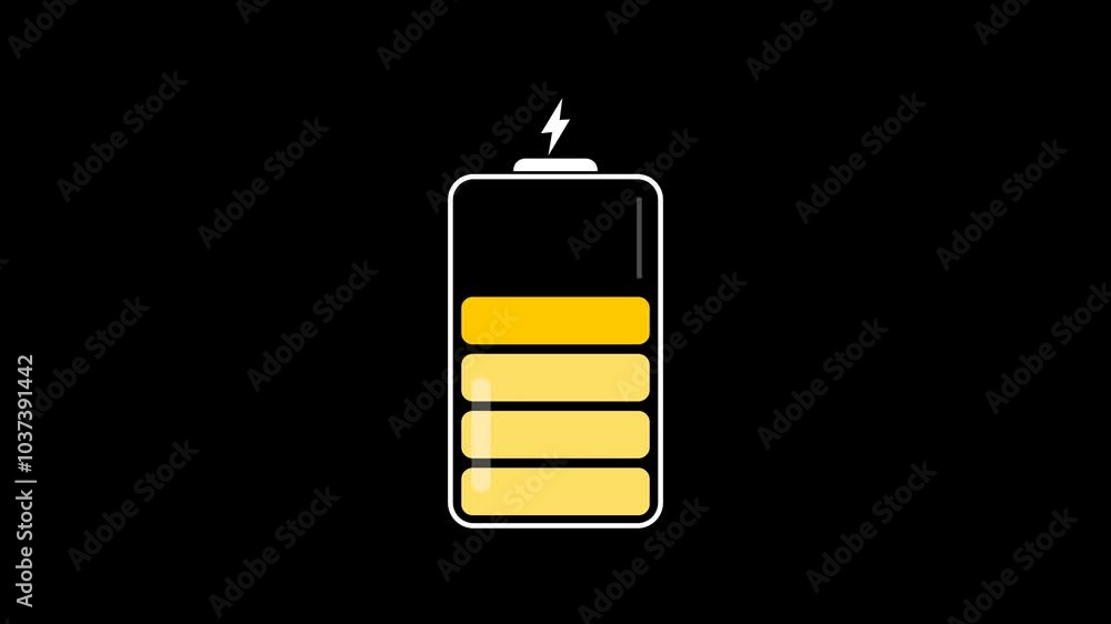 Power battery charge animation. Low and high charge level. Battery ...
