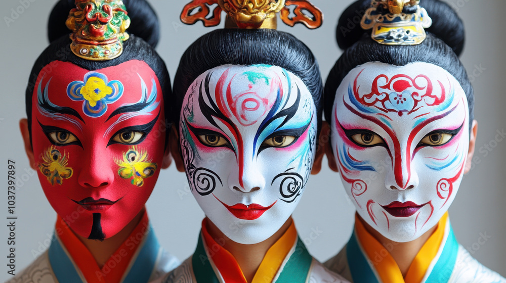 Chinese style Peking opera face painting showcases vibrant colors and ...