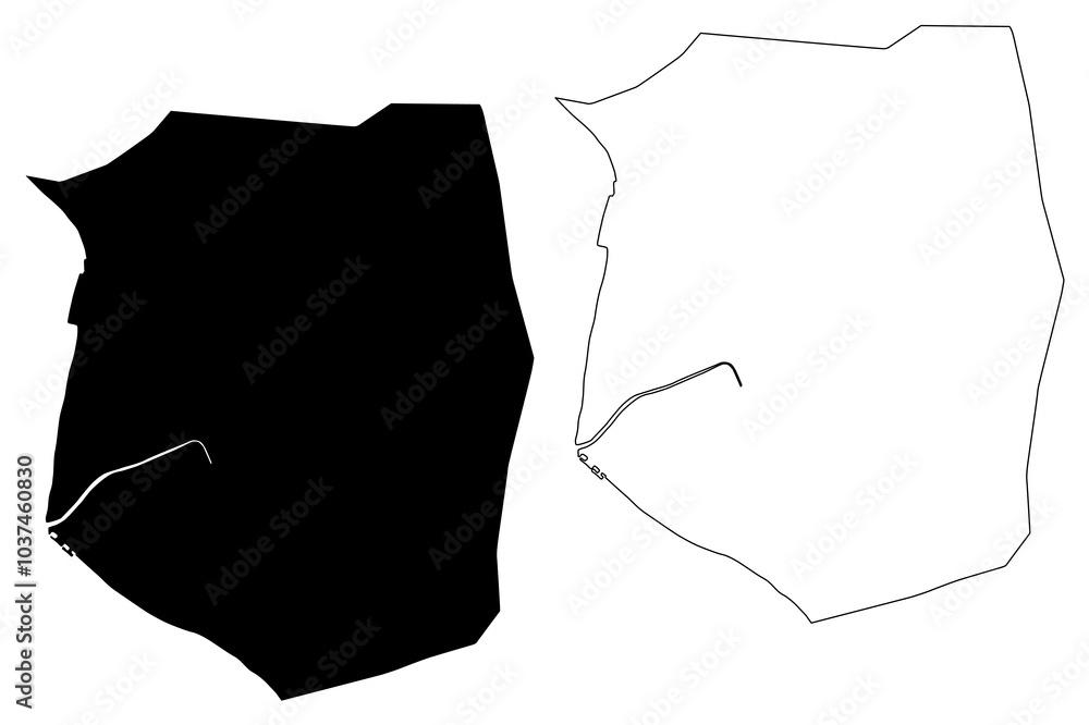 Roseau City (Commonwealth of Dominica, island) map vector illustration ...