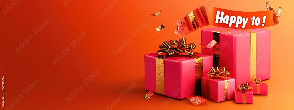 Decade celebration: text happy 10 years, a significant milestone with ...