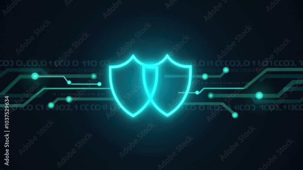 Digital shields with connecting nodes representing data protection ...