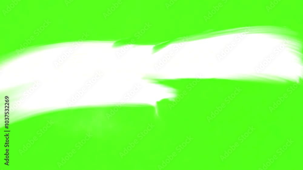 Animation of white abstract paint brush stroke on green screen, drawing ...