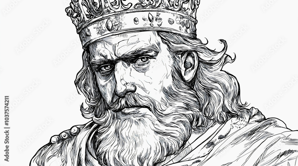 King coloring page for books, drawing of crowned prince in outline form ...