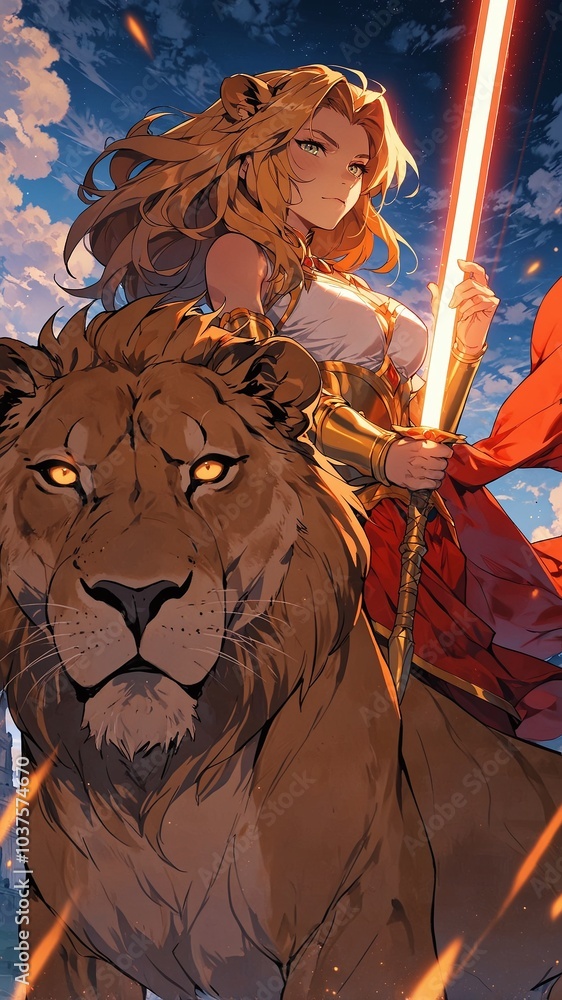 Anime Majestic Lioness Queen Rules Vast Kingdom: Regal Fantasy Monarch ...